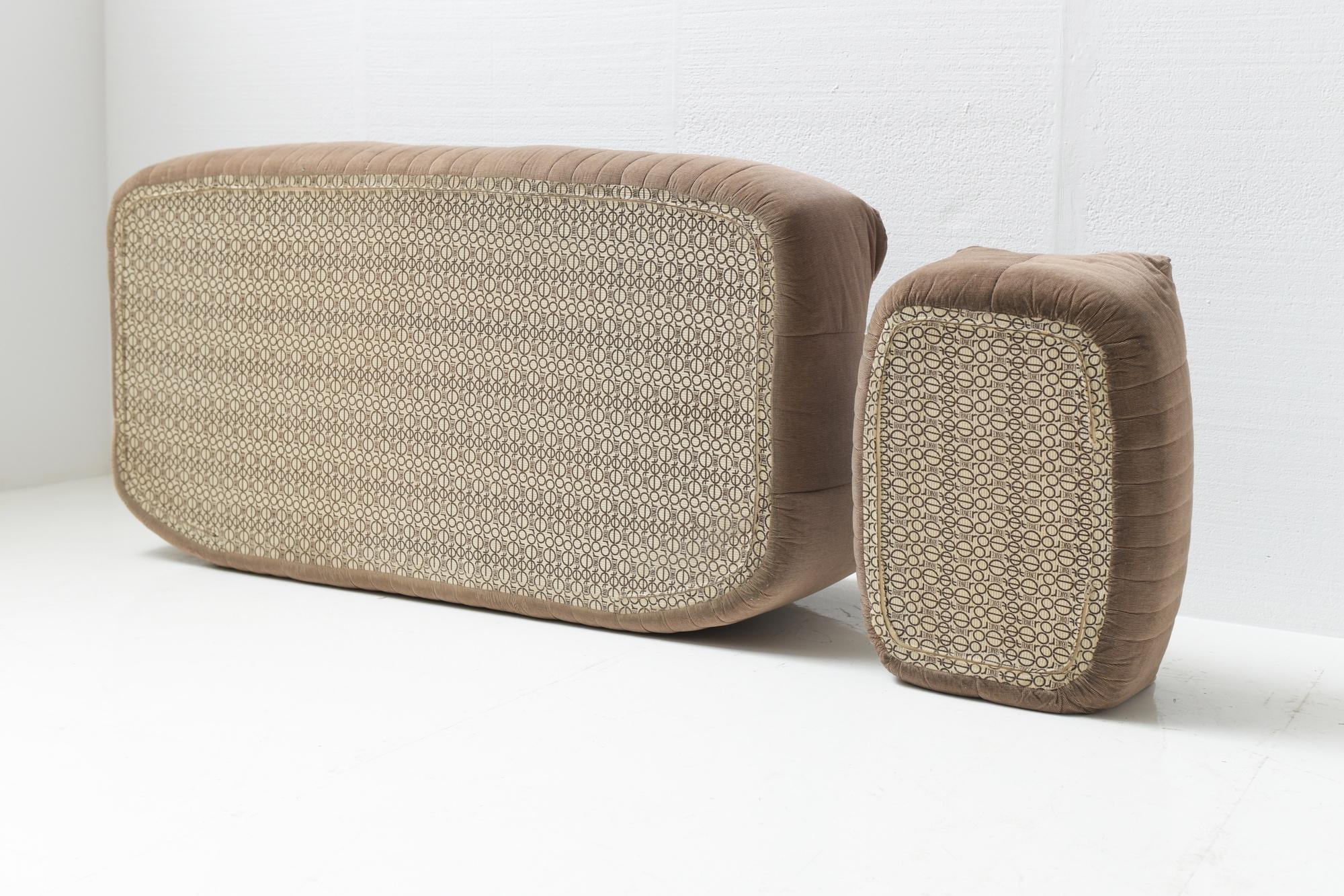 Vintage Aralia Sofa + Poof by Michel Ducaroy for Ligne Roset France For ...