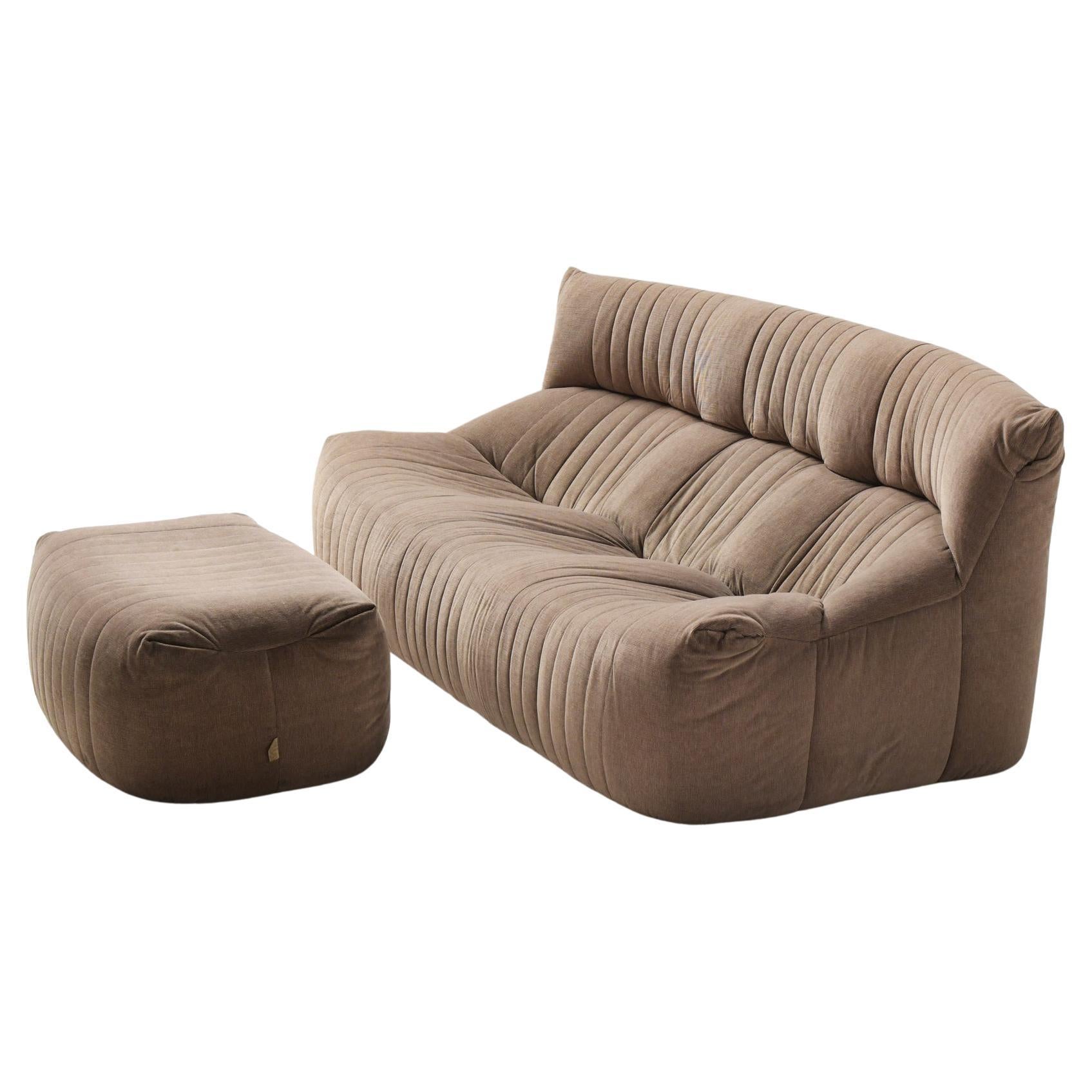 Vintage Aralia Sofa + Poof by Michel Ducaroy for Ligne Roset France For ...