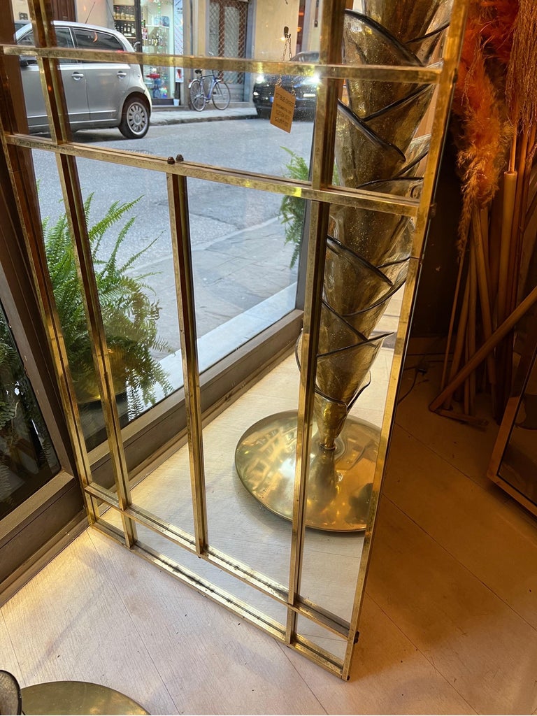 Vintage Arch Mirror with Brass Frames, 1970s For Sale at 1stDibs
