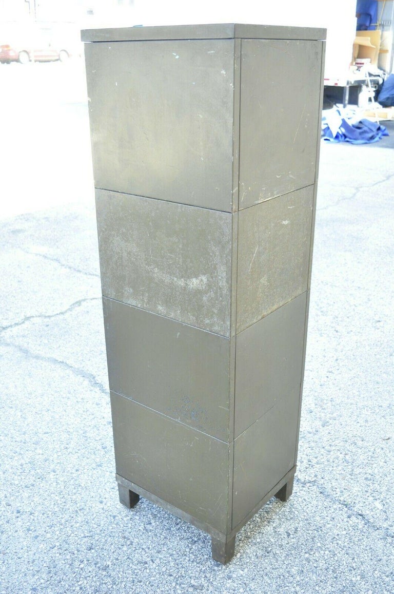 Vintage Army Green Steel Metal Industrial Narrow Stack File Cabinet by ...