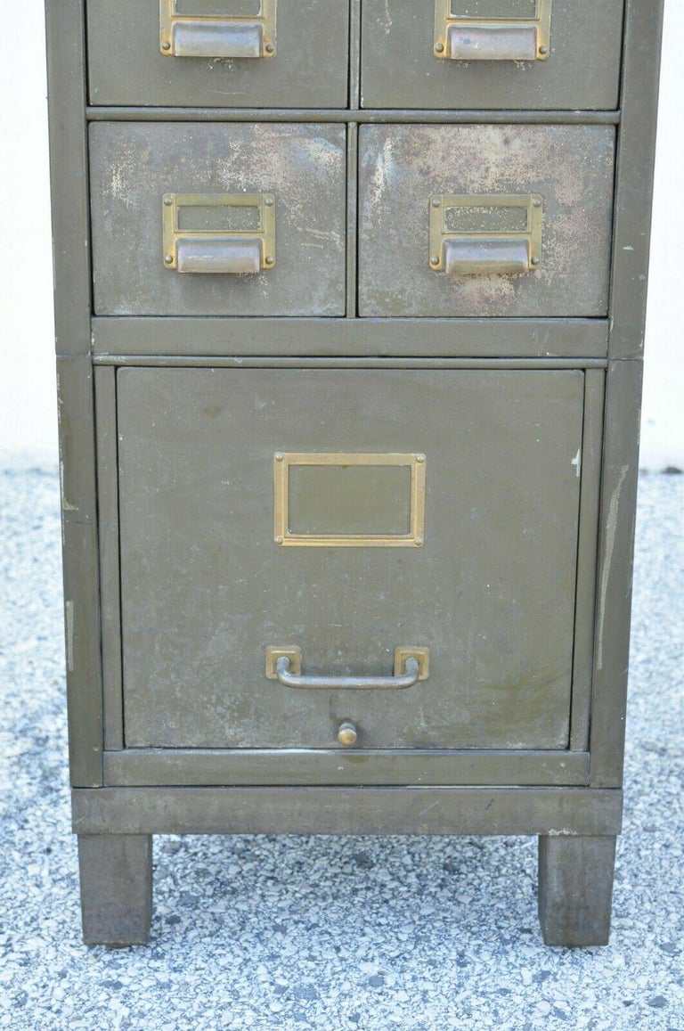 Vintage Army Green Steel Metal Industrial Narrow Stack File Cabinet by ...
