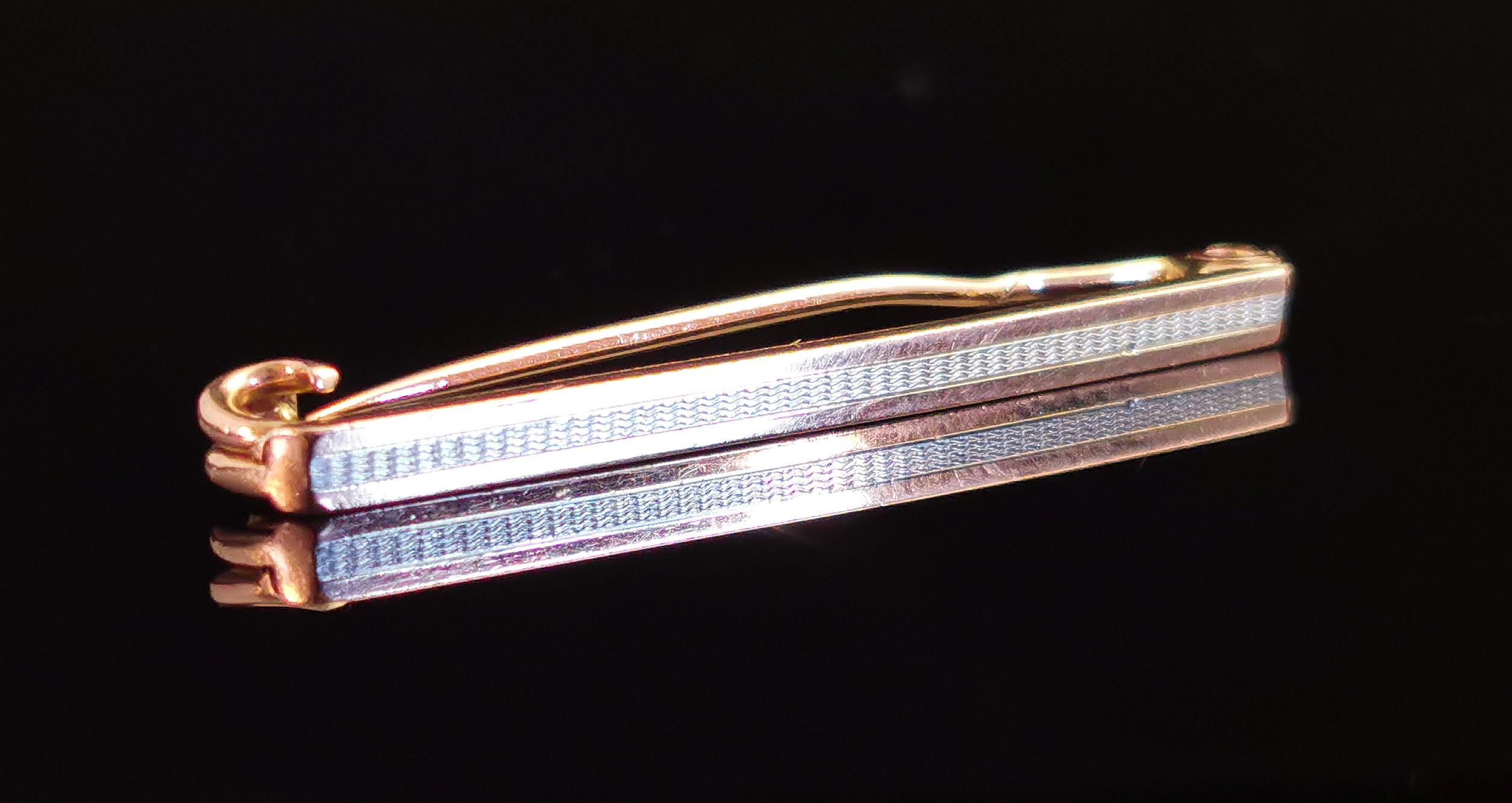 Vintage Art Deco 15k Rose Gold and Platinum Tie Pin, Bar Brooch at ...