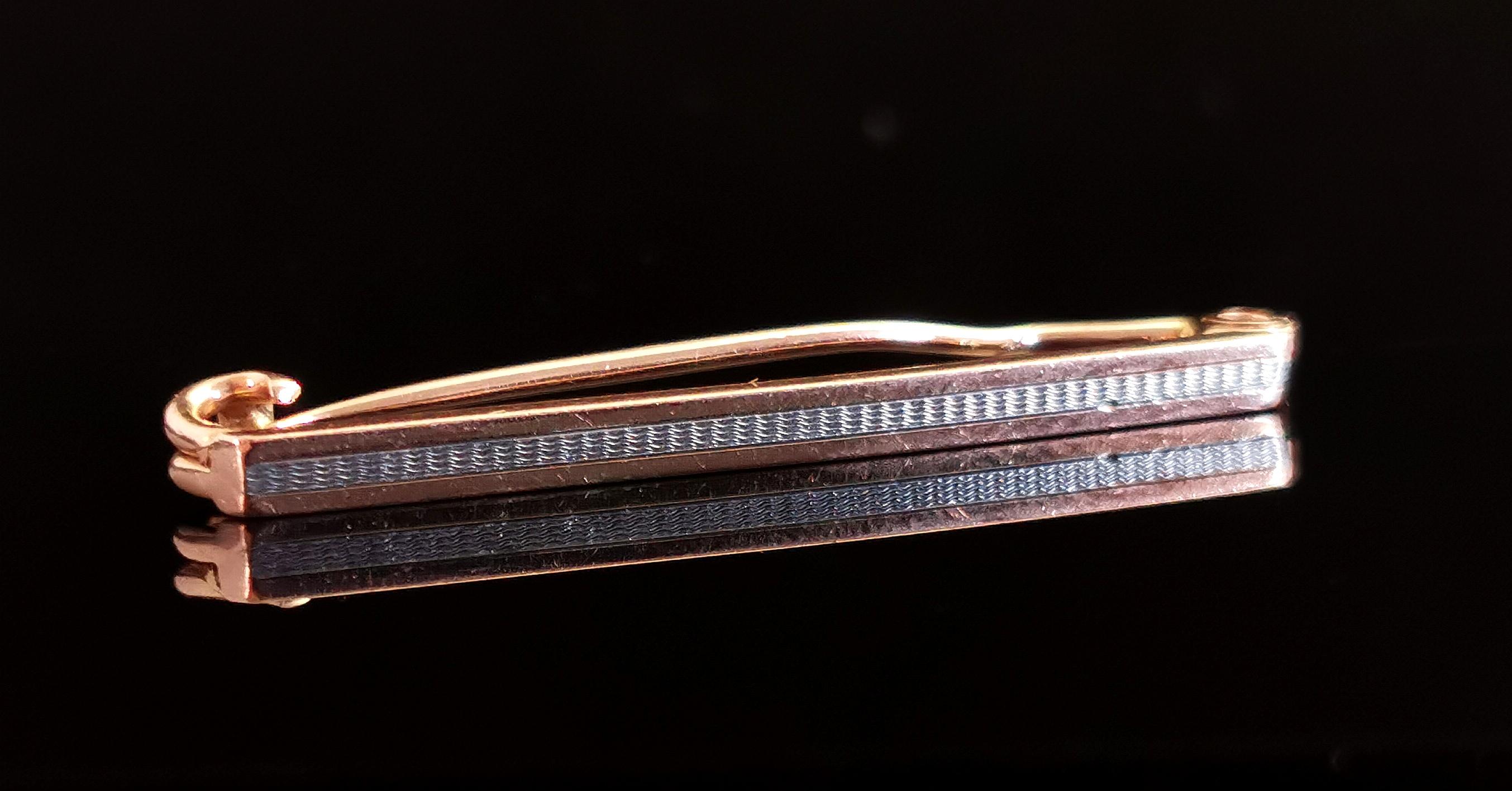 Vintage Art Deco 15k Rose Gold and Platinum Tie Pin, Bar Brooch at ...