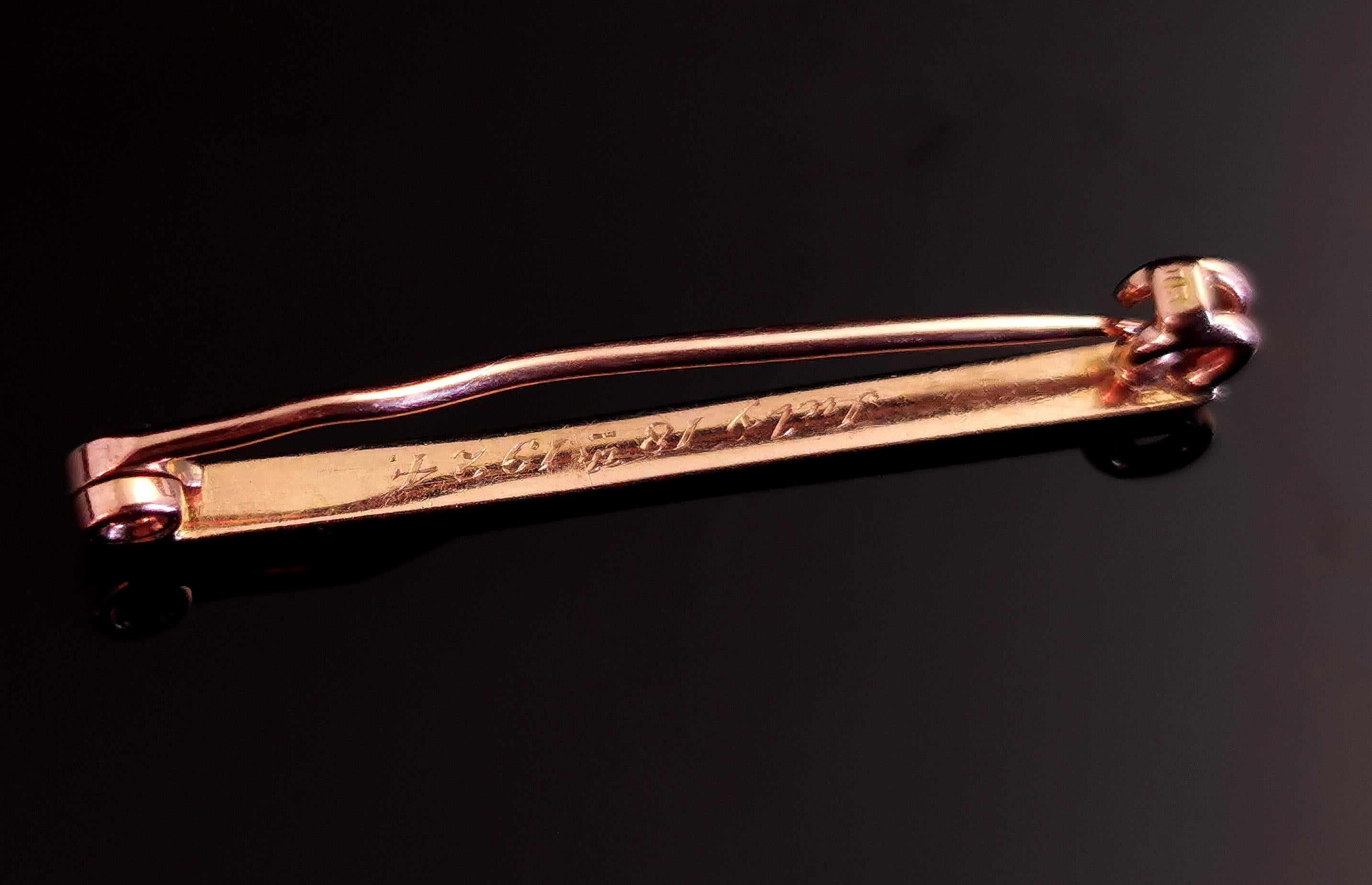 Vintage Art Deco 15k Rose Gold and Platinum Tie Pin, Bar Brooch at ...