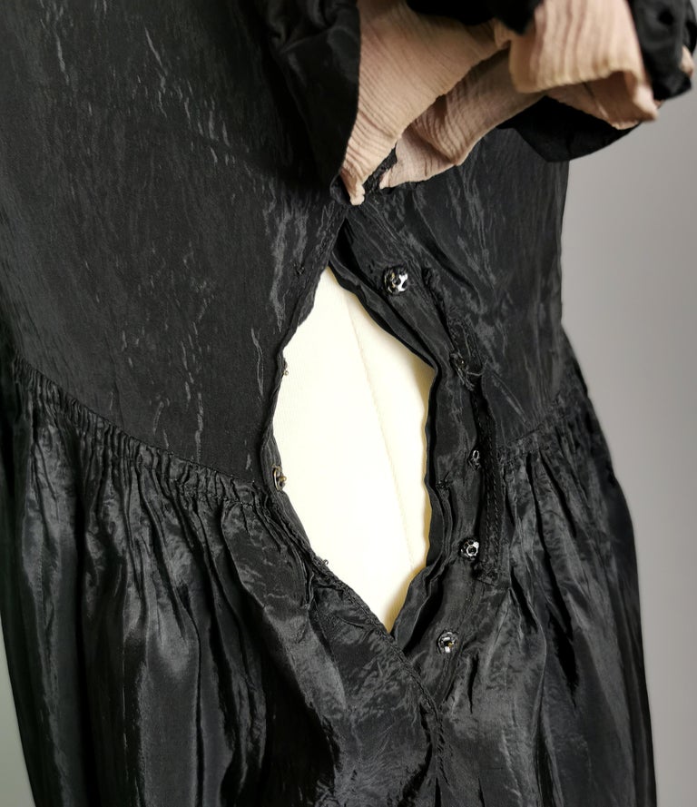 Vintage Art Deco 1920s Black taffeta dress, Faytex For Sale at 1stDibs