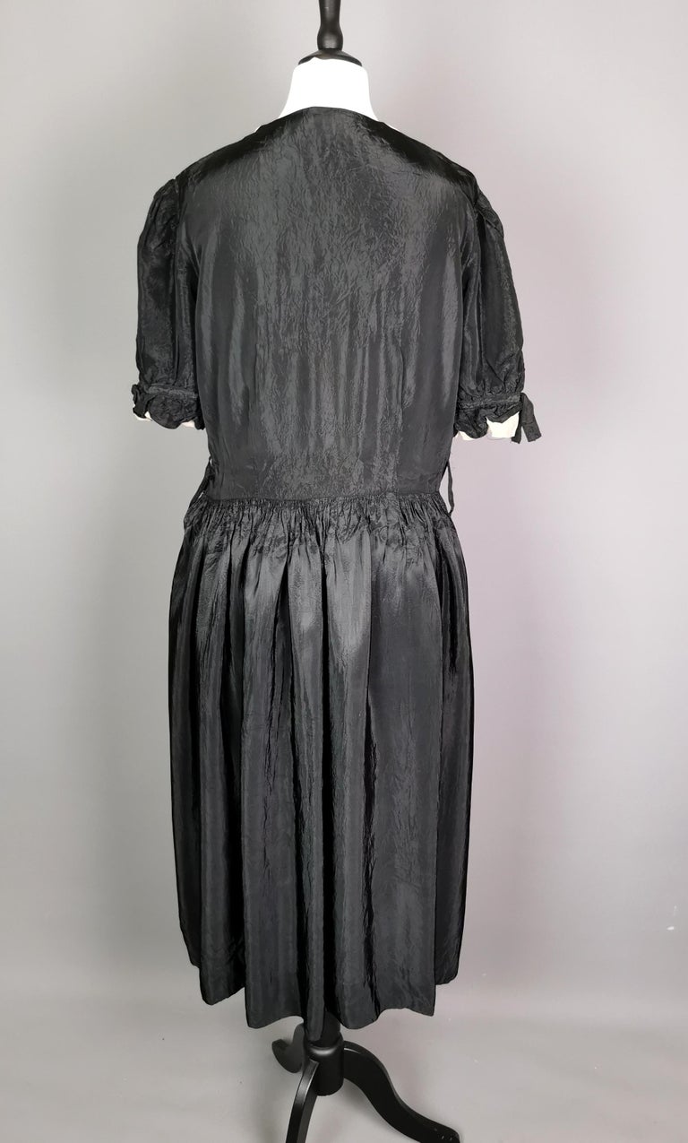 Vintage Art Deco 1920s Black taffeta dress, Faytex For Sale at 1stDibs
