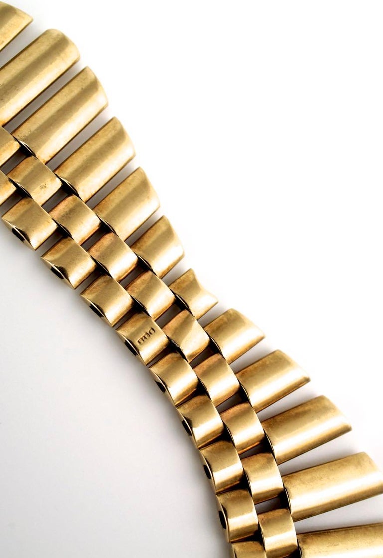 Vintage Art Deco 9 Karat Yellow Gold Gate Link Fringe Necklace, 1950s ...