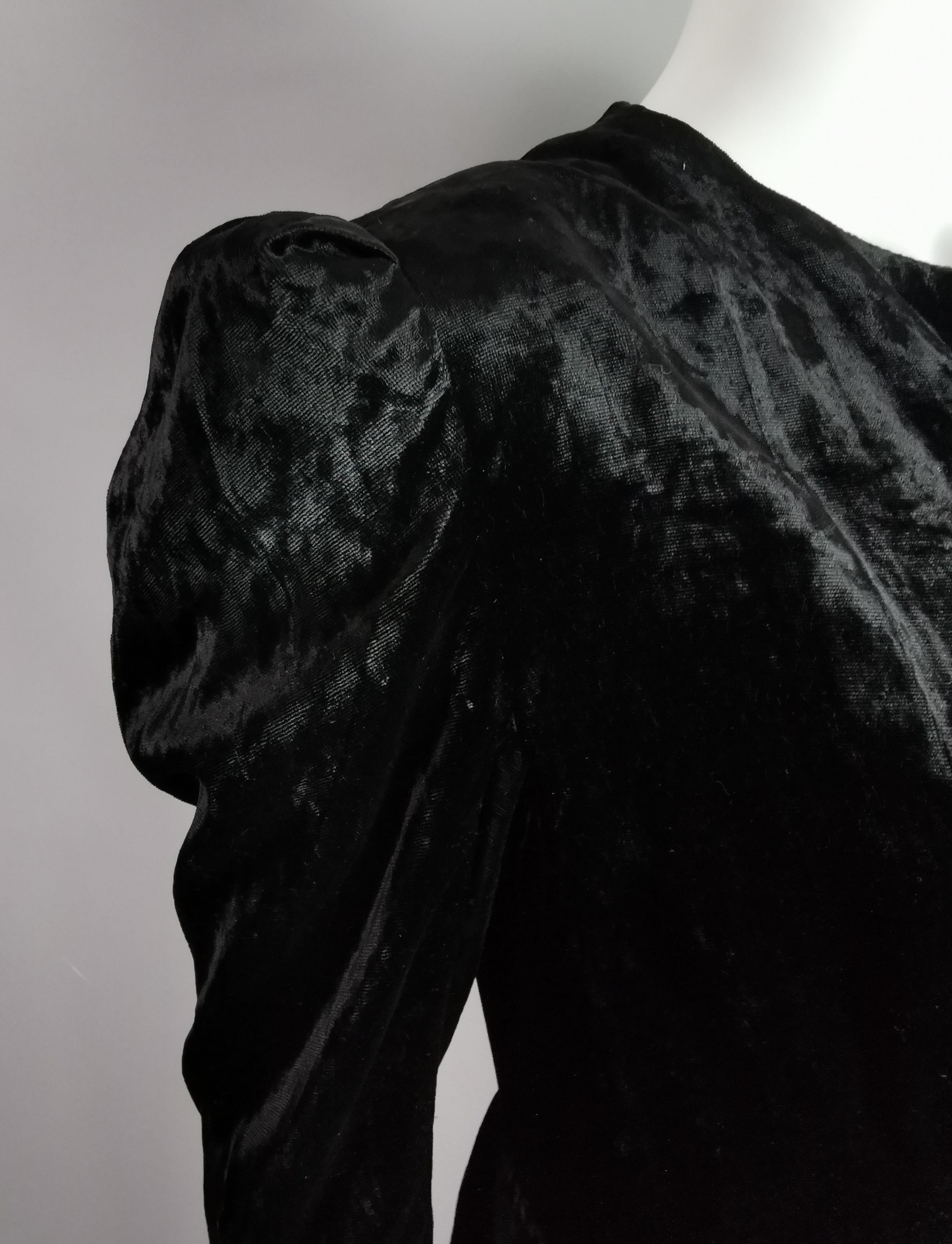 Vintage Art Deco black velvet opera coat, jacket, 1930s For Sale at 1stDibs