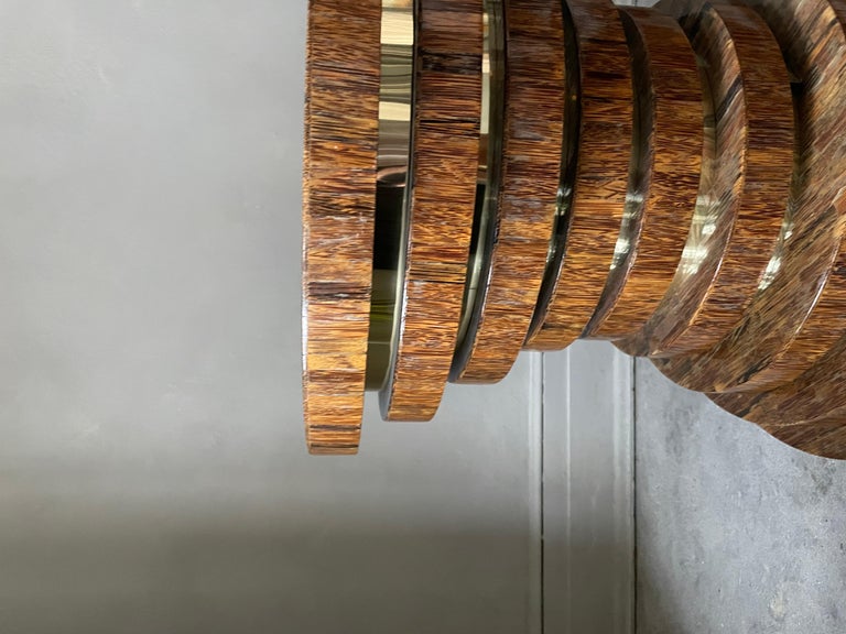 Vintage Art Deco Brazilian Wood and Brass Accent Table For Sale at 1stDibs