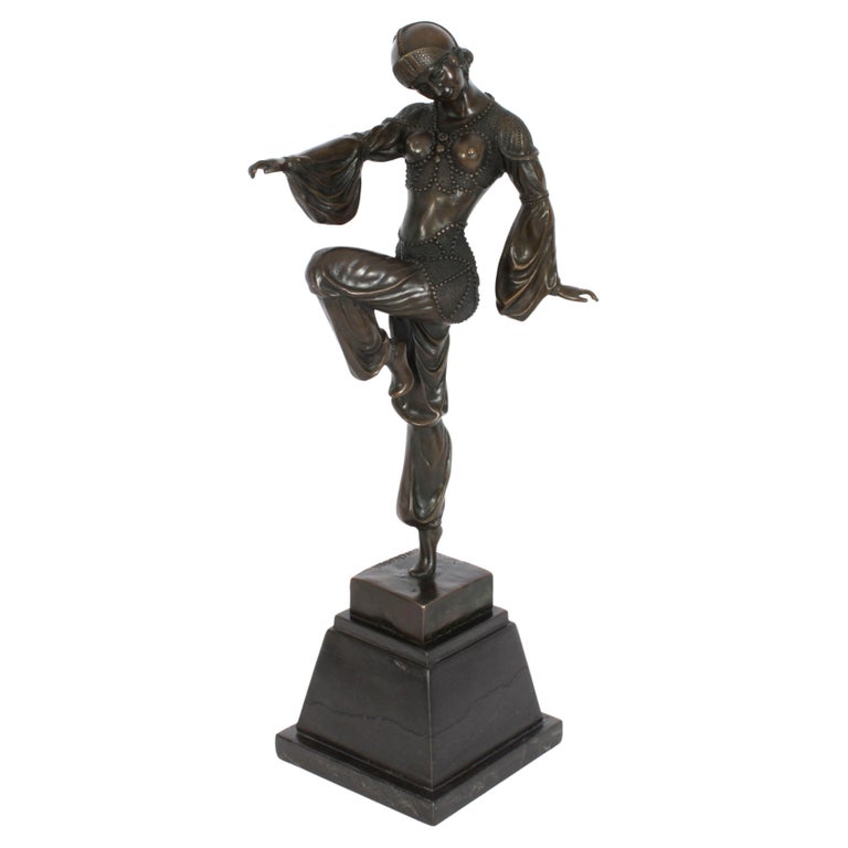 Vintage Art Deco Bronze Dancing Girl After Chiparus Mid 20th C For Sale ...