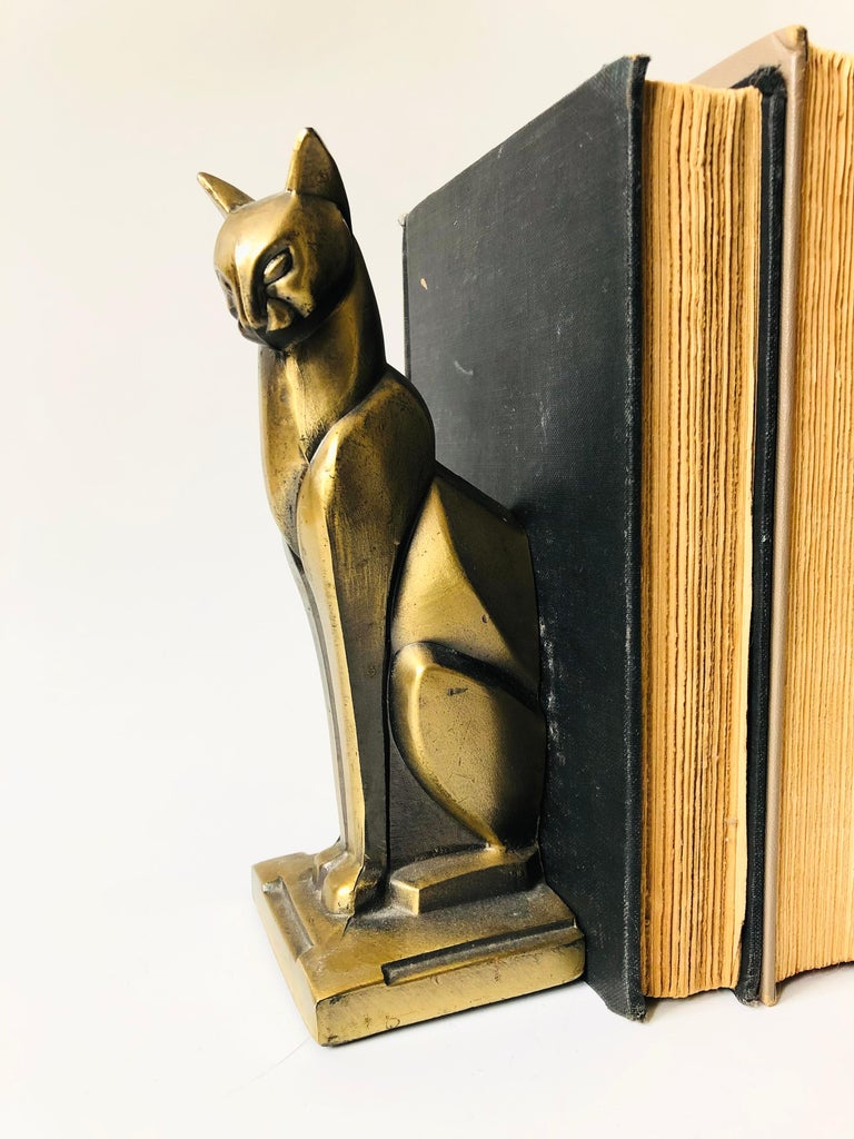 Vintage Art Deco Cat Bookends For Sale at 1stDibs