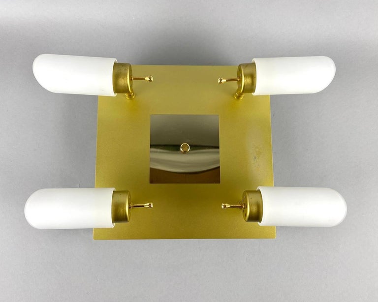 Vintage Art Deco Ceiling Chandelier In Glass and Metal by Wofi Leuchten ...