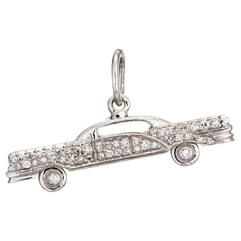 Vintage Art Deco Charm 60s Car Diamond Platinum Pendant Fine Estate ...