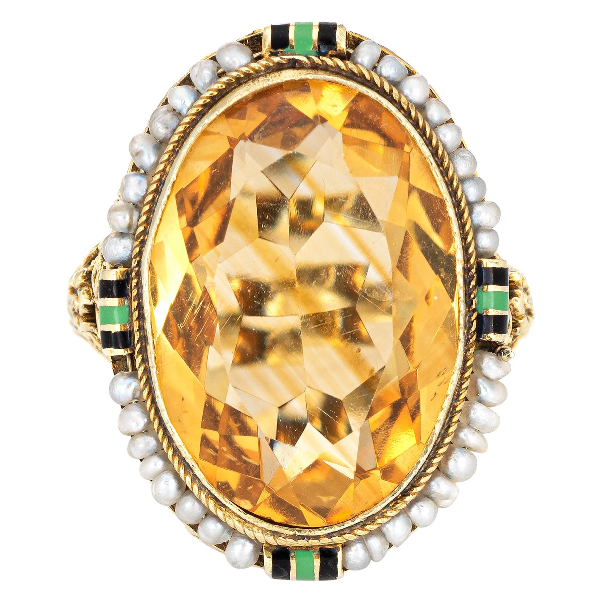 Citrine Ruby Cocktail Ring Vintage 14 Karat Gold Large Statement Ring ...