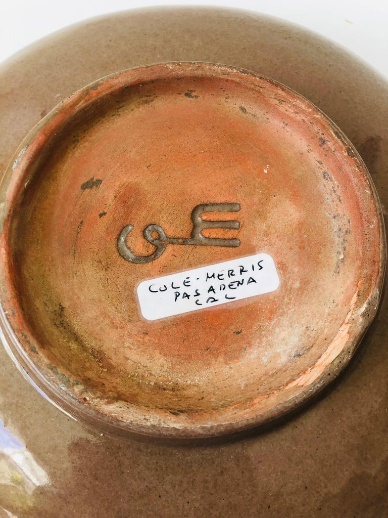 Vintage Art Deco Cole Merris Studio Pottery Bowl For Sale at 1stDibs