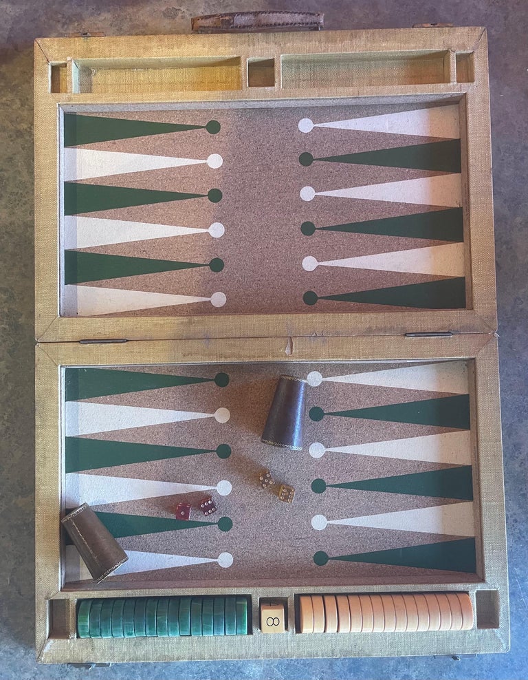 Vintage Art Deco Cork and Bakelite Backgammon Set at 1stDibs