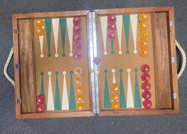 Vintage Art Deco Cork and Bakelite Backgammon Set For Sale at 1stDibs