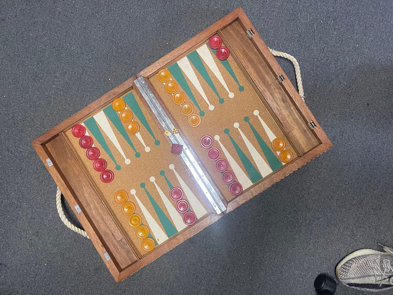 Vintage Art Deco Cork and Bakelite Backgammon Set For Sale at 1stDibs