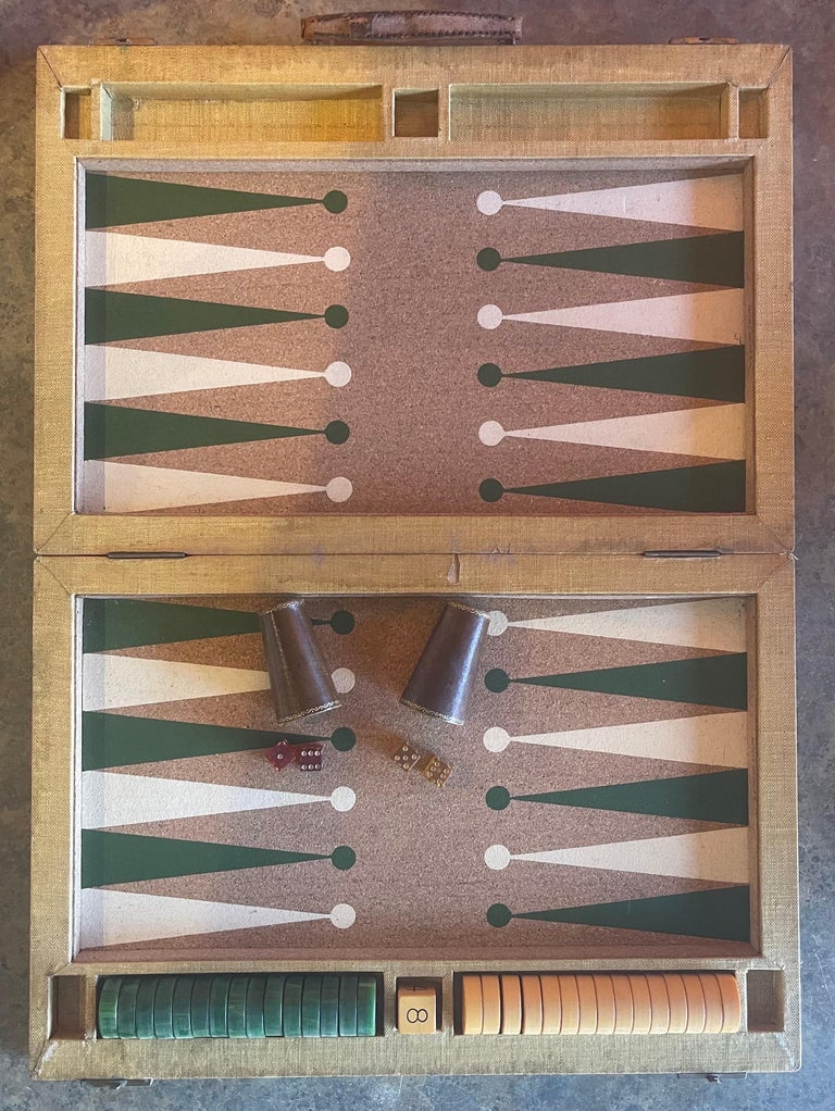 Vintage Art Deco Cork and Bakelite Backgammon Set at 1stDibs