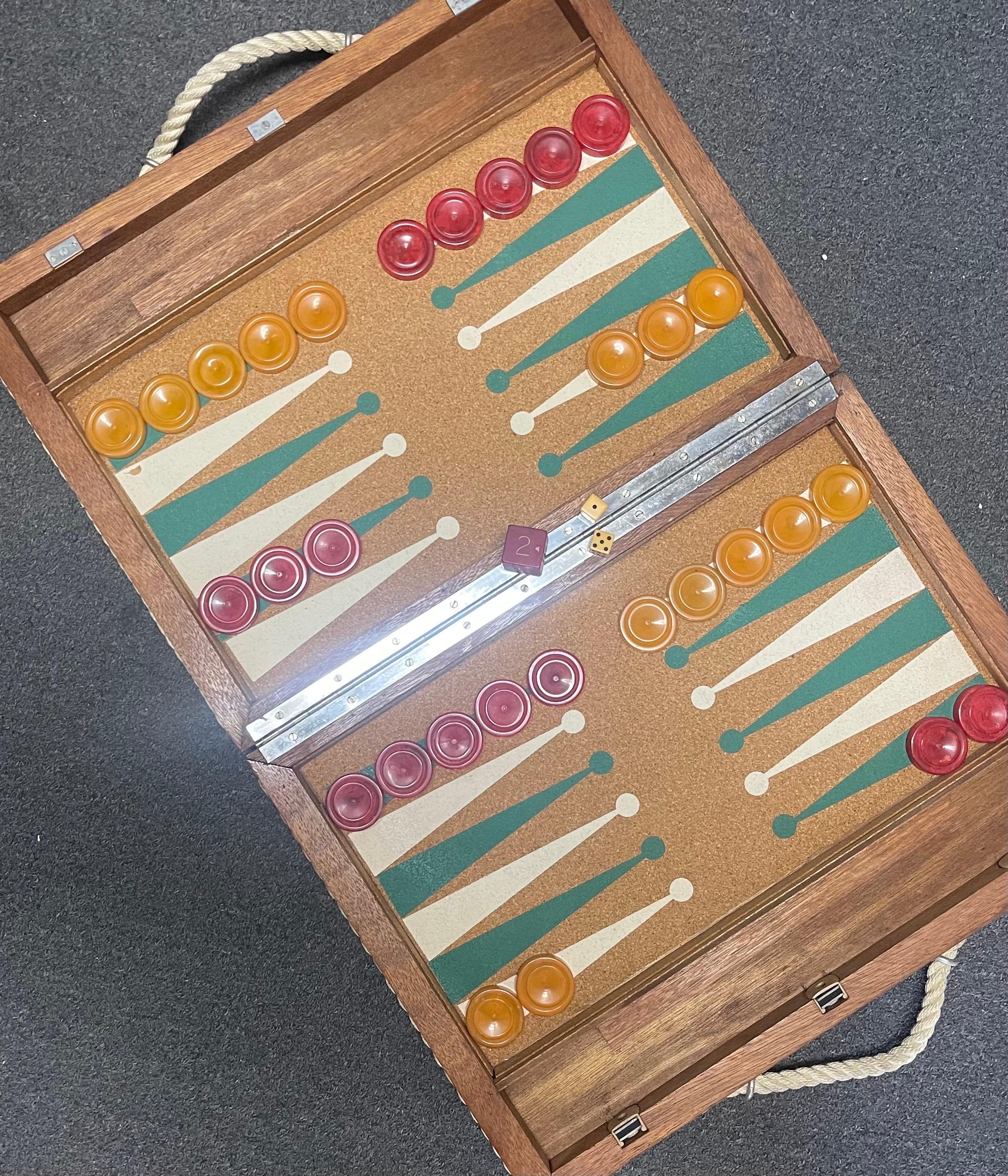 Vintage Art Deco Cork and Bakelite Backgammon Set For Sale at 1stDibs ...