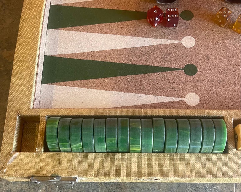 Vintage Art Deco Cork and Bakelite Backgammon Set at 1stDibs