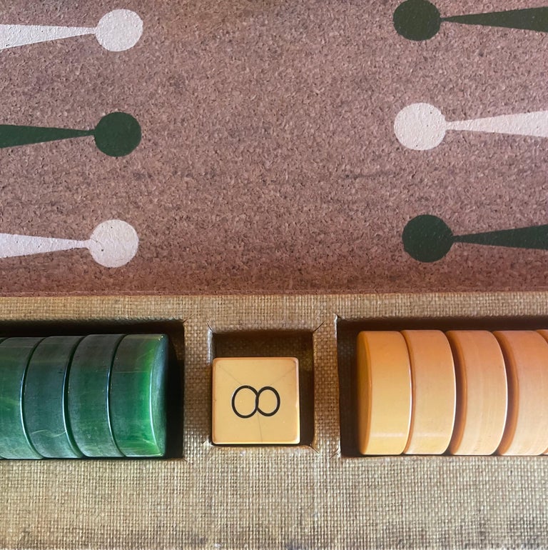Vintage Art Deco Cork and Bakelite Backgammon Set at 1stDibs
