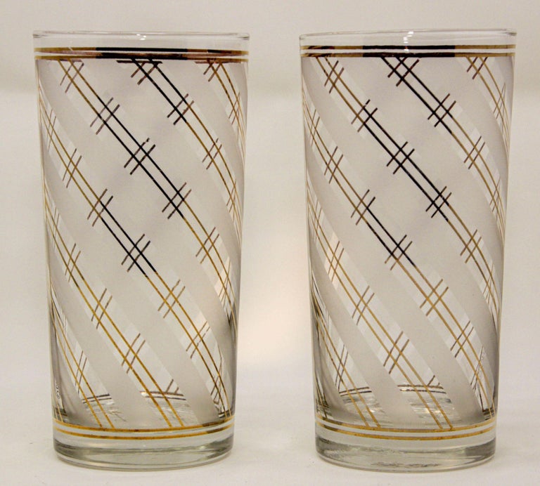 Vintage Art Deco Culver Gold Striped Set of 2 High Ball Tumblers For ...