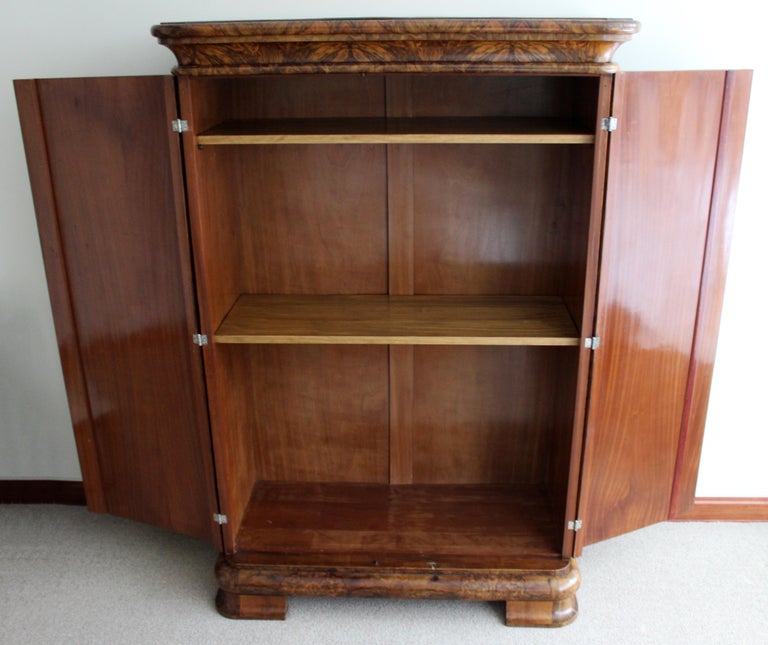 Vintage Art Deco Curved Burl Wood Armoire Dresser at 1stDibs | curved ...