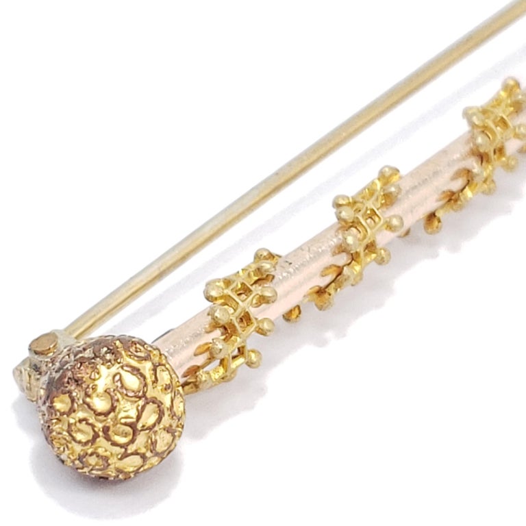 Vintage Art Deco Decorative Sash Bar Pin Brooch in Gold For Sale at 1stDibs