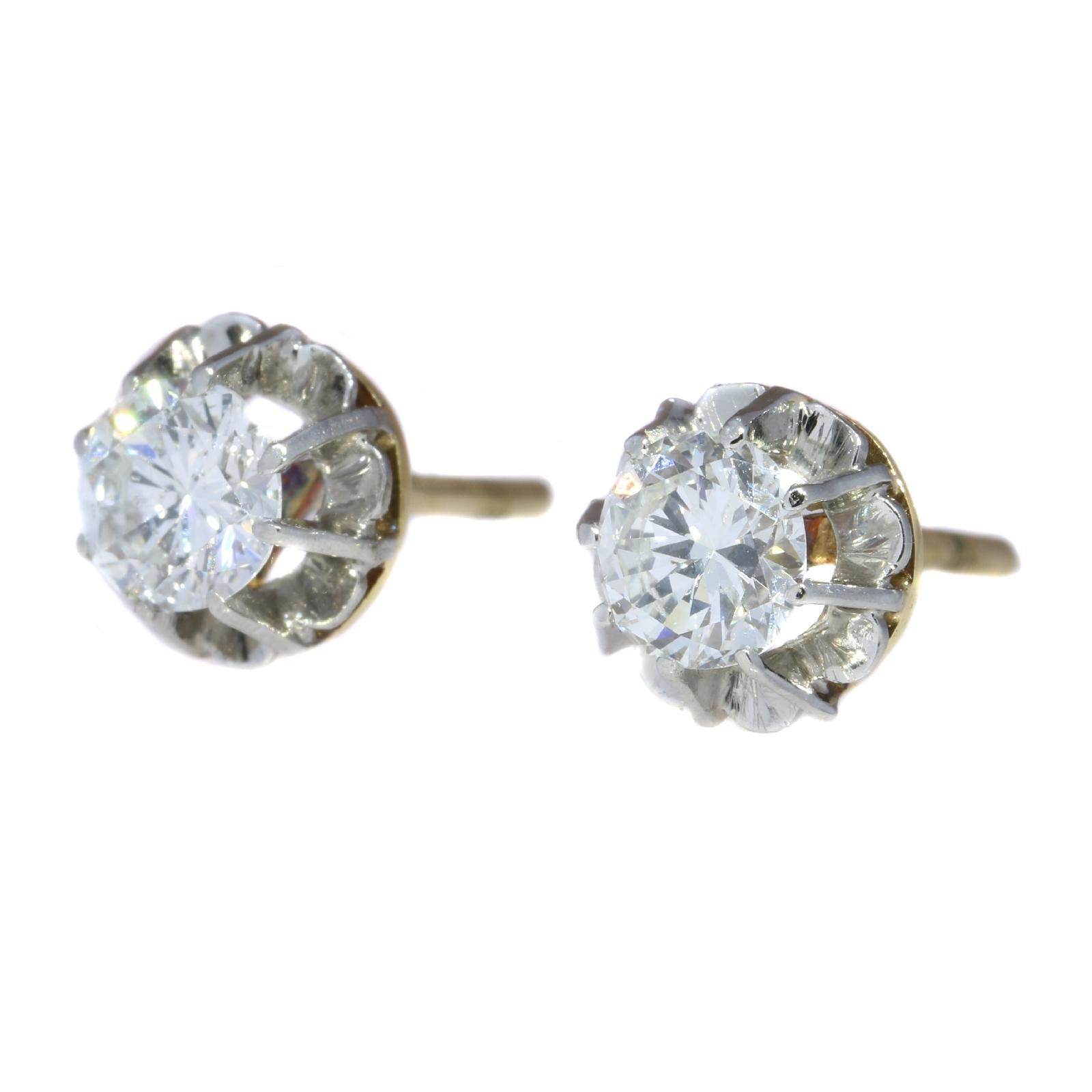 Vintage Art Deco Diamond Earstuds For Sale at 1stDibs