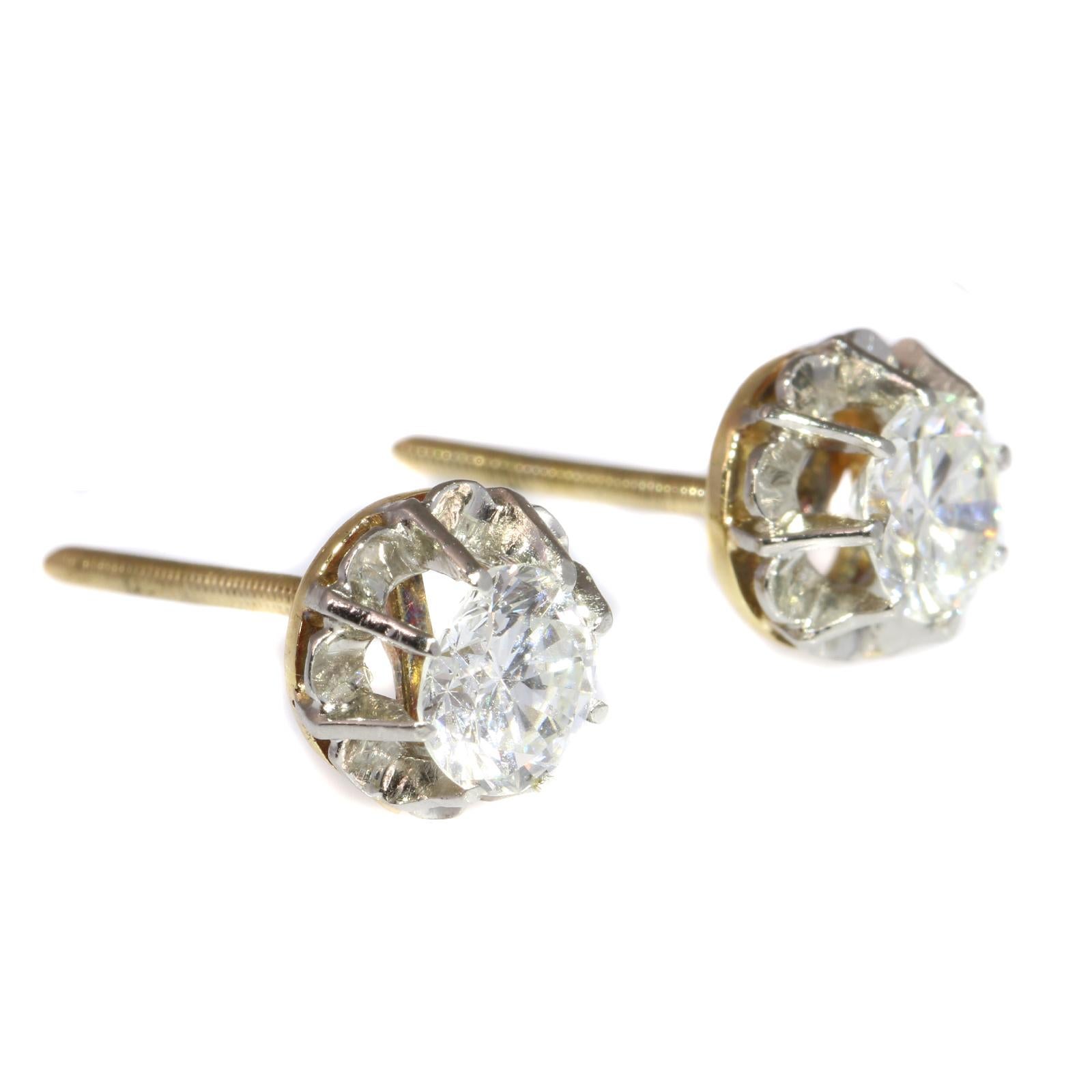 Vintage Art Deco Diamond Earstuds For Sale at 1stDibs