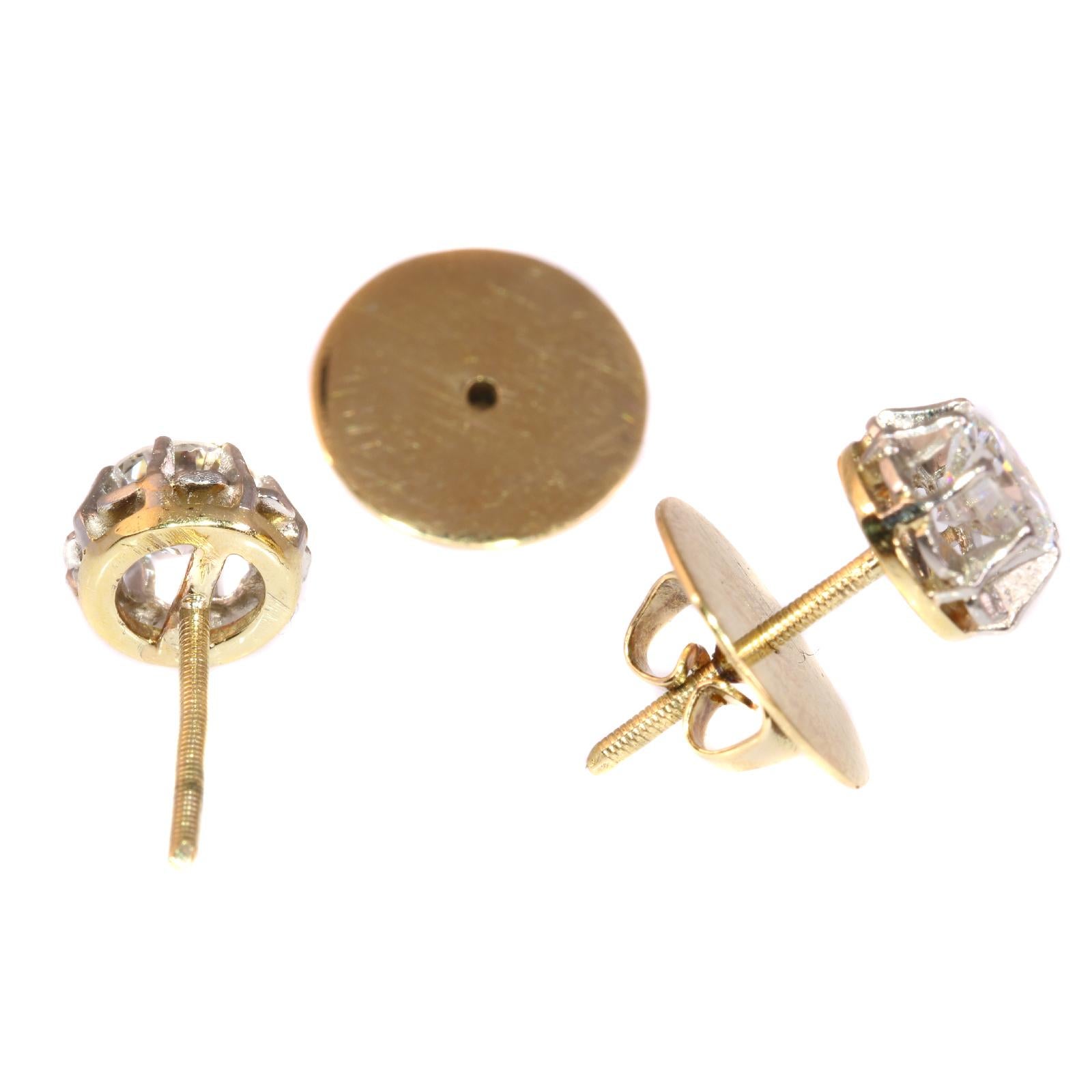 Vintage Art Deco Diamond Earstuds For Sale at 1stDibs