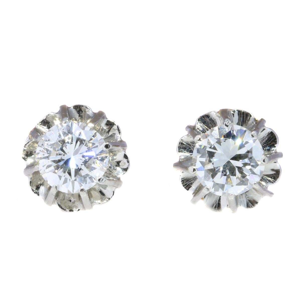 Vintage Art Deco Diamond Earstuds For Sale at 1stDibs