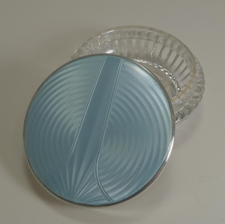 Vintage Art Deco English Sterling Silver and Guilloche Enamel Lidded ...