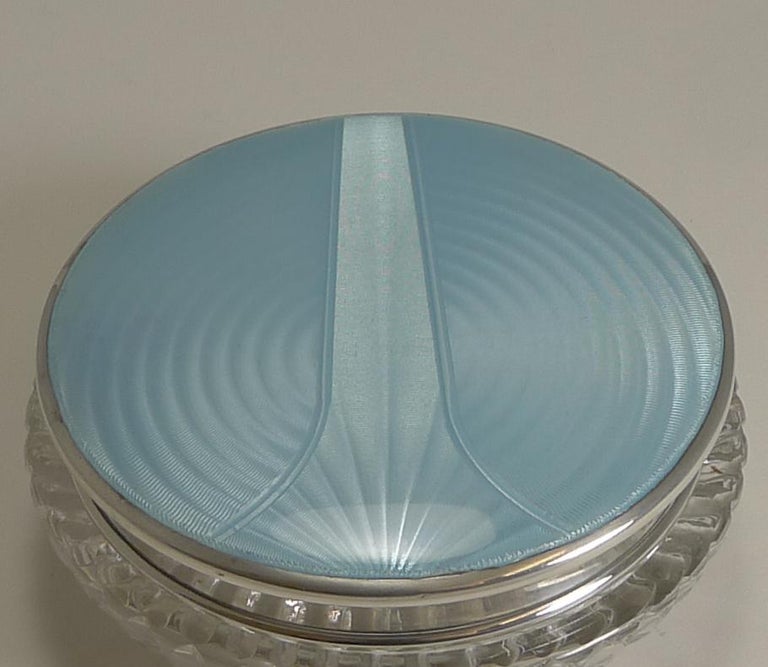Vintage Art Deco English Sterling Silver and Guilloche Enamel Lidded ...