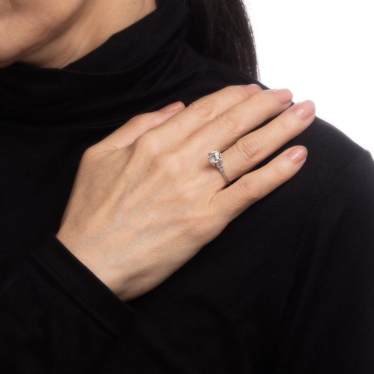 Vintage Art Deco GIA 1.55ct Diamond Ring Engagement Platinum Jewelry For Sale at 1stDibs