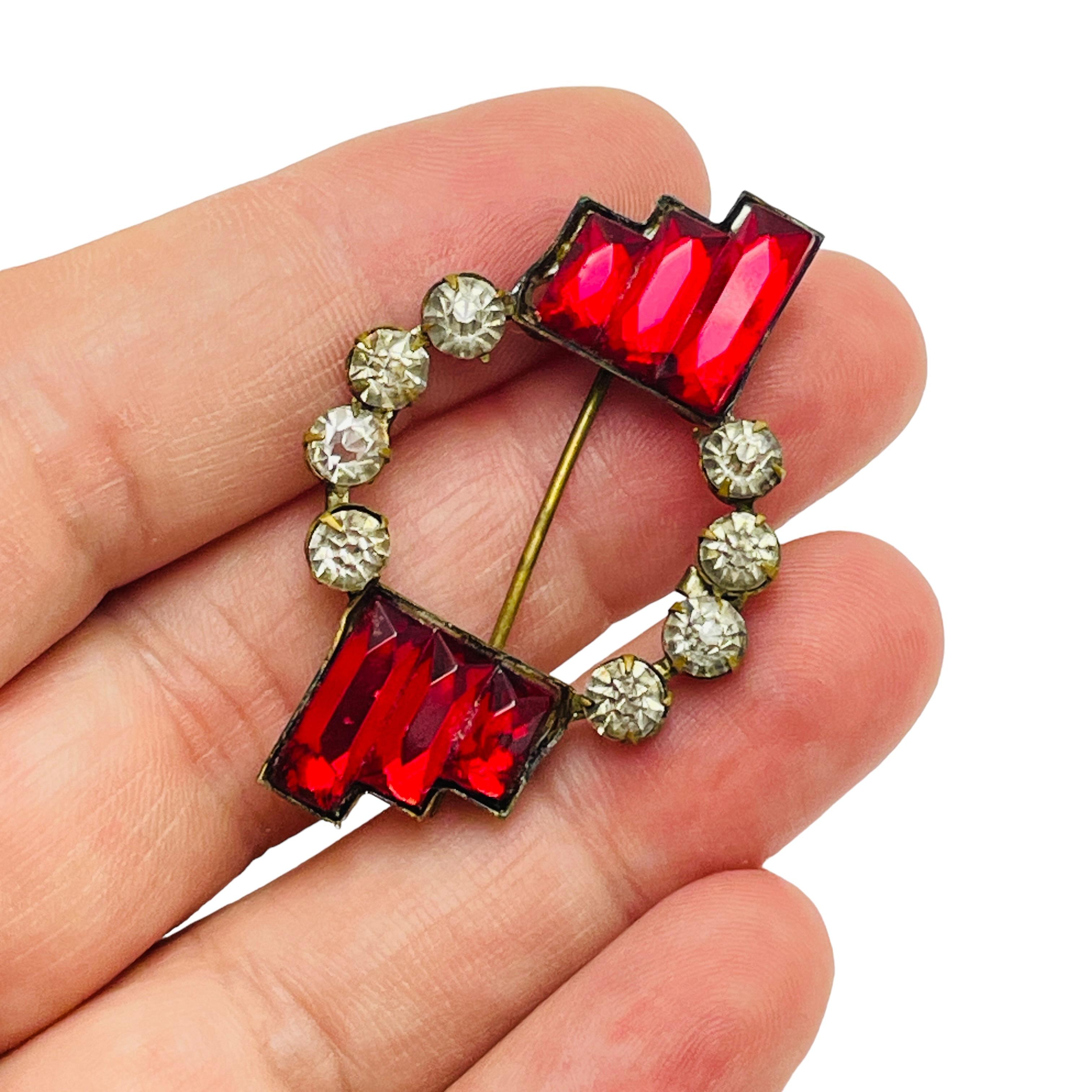 Vintage art deco gold tone glass designer brooch For Sale at 1stDibs
