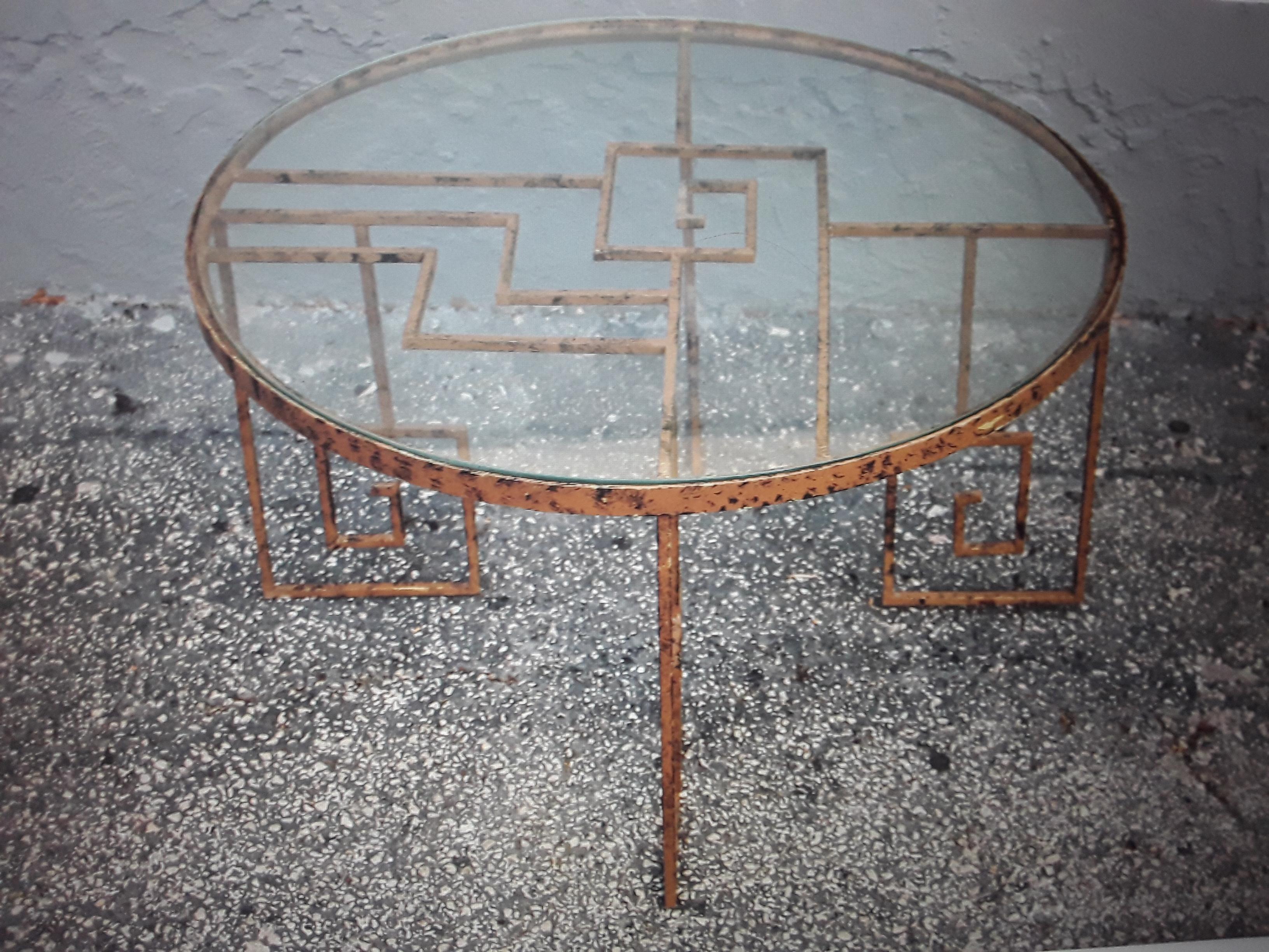 Vintage Art Deco Inspired Gilt Metal Coffee/ Cocktail Table For Sale at ...