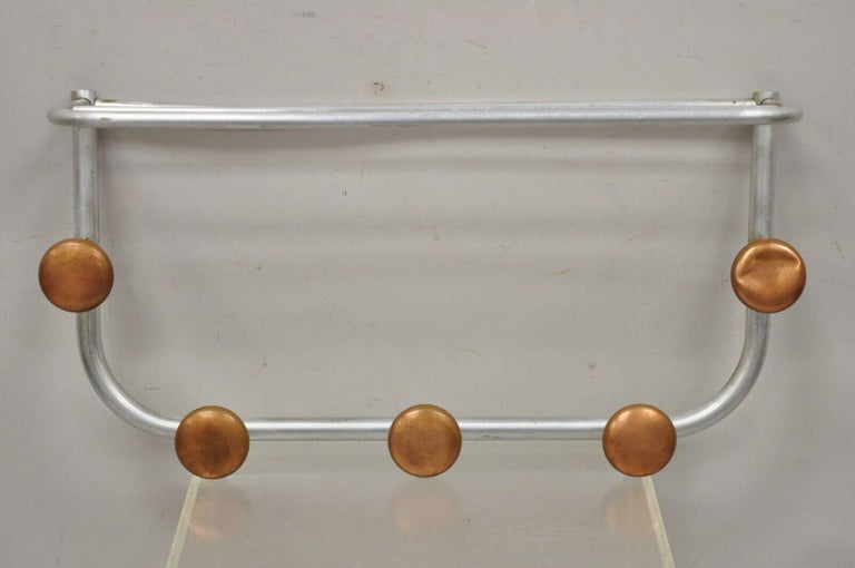 Vintage Art Deco MCM Aluminium and Copper Wall Shelf Towel Rack Coat ...