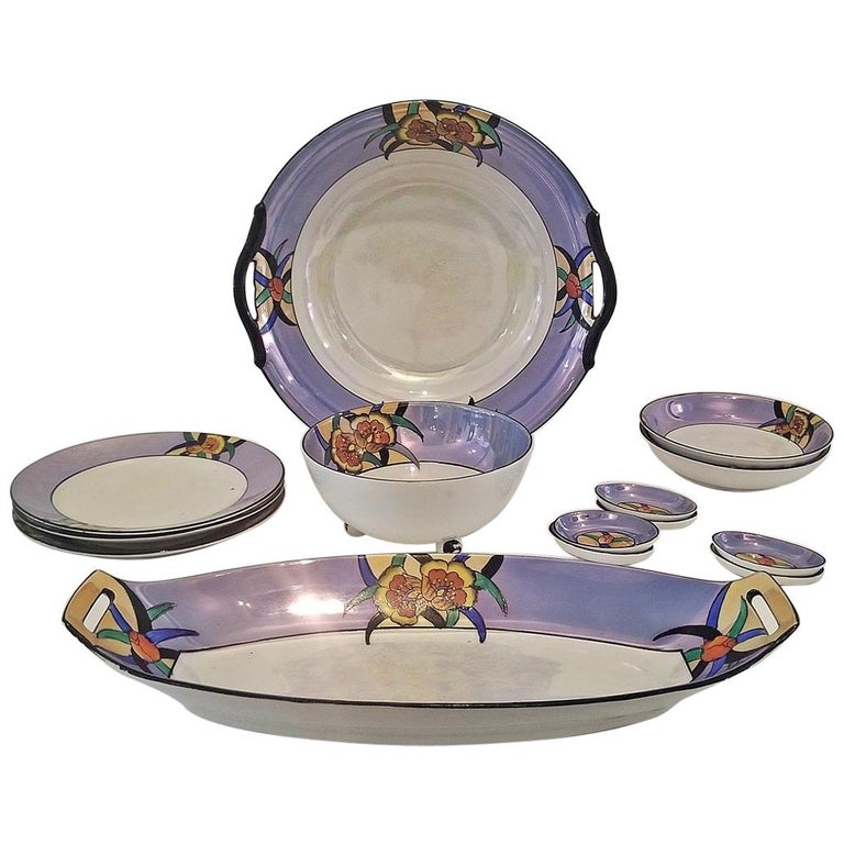 Vintage Art Deco Noritake Lusterware 14 Piece Set at 1stDibs