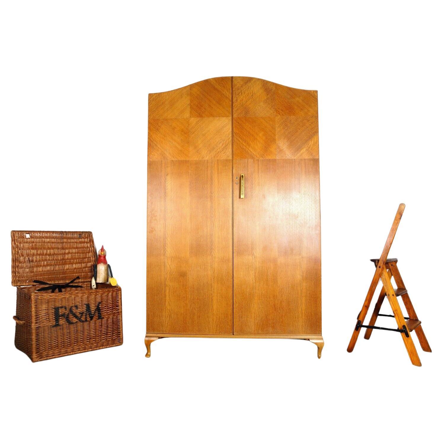 Vintage Art Deco Oak Bedroom Wardrobe For Sale at 1stDibs
