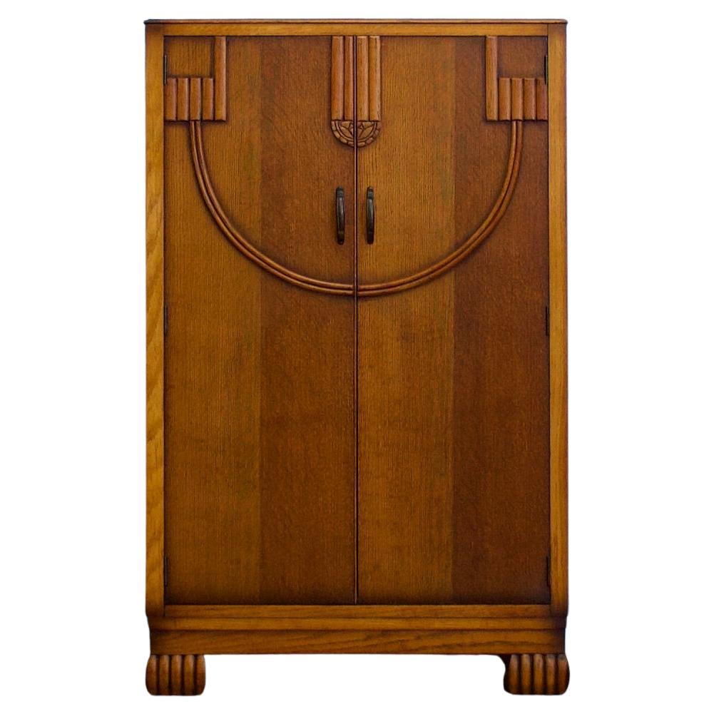 Vintage Art Deco Oak Compact Wardrobe, 1930s For Sale at 1stDibs