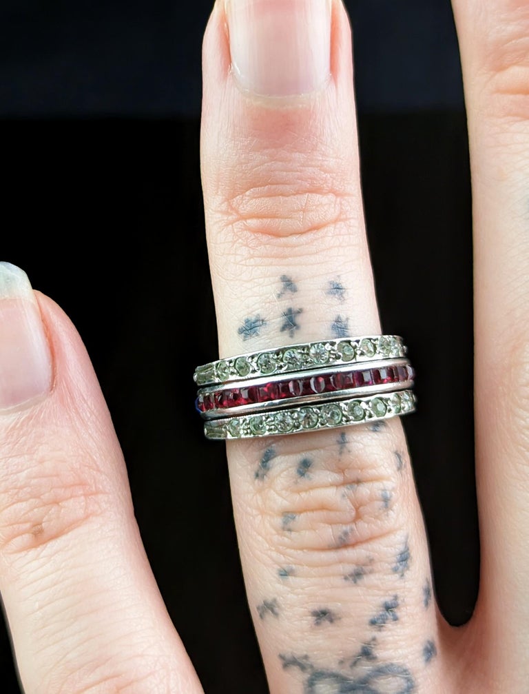 Vintage Art Deco Paste Eternity Ring, Day to Night, Flippable For Sale ...