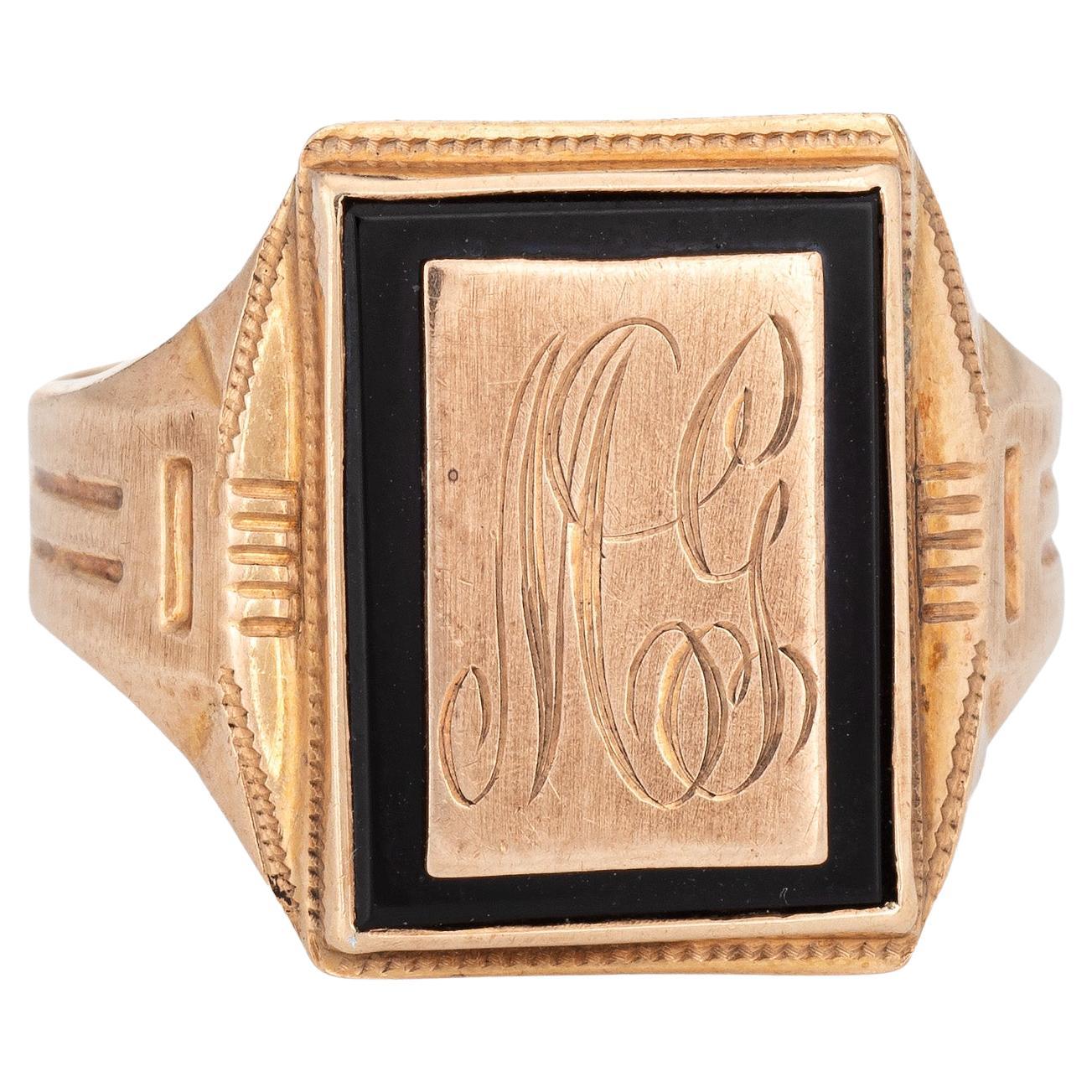 Vintage Art Deco Ring Ostby Barton Square Signet Initials Sz 11 Men's ...