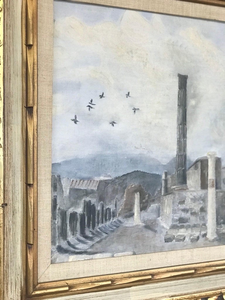 Vintage Art Deco Scenic Oil Painting For Sale at 1stDibs