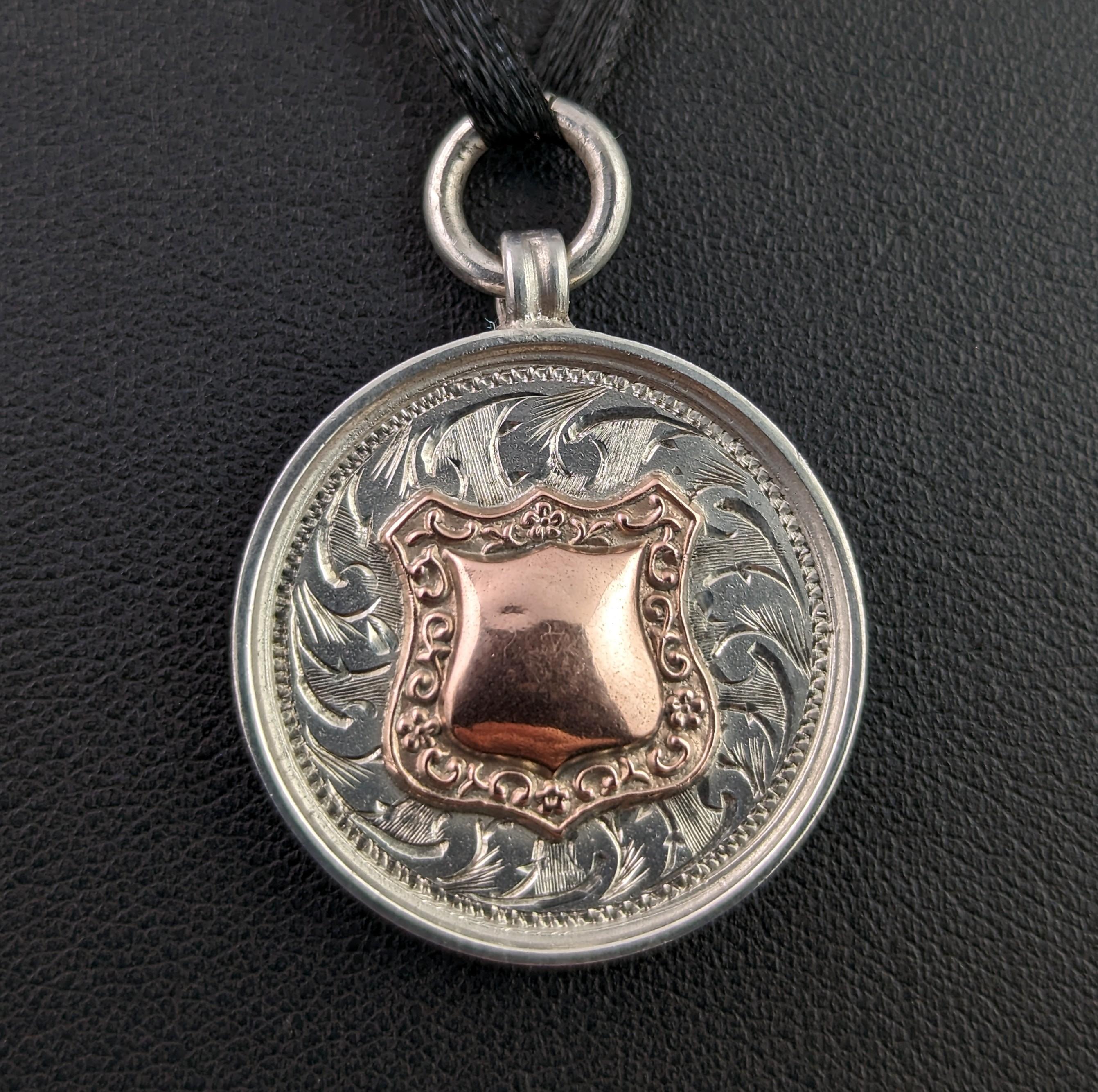 Vintage Art Deco Silver and Rose Gold Fob Pendant, Watch Fob at 1stDibs ...