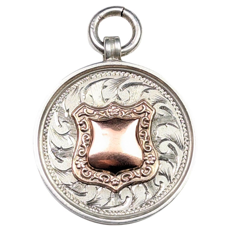 Vintage Art Deco Silver and Rose Gold Fob Pendant, Watch Fob For Sale ...