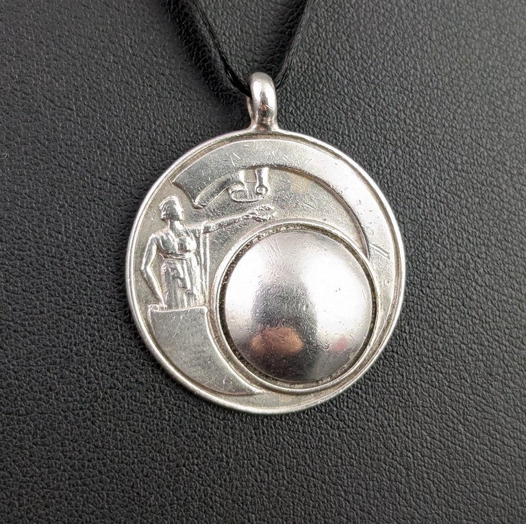 Vintage Art Deco Silver Fob Pendant, Cynthia Dare For Sale at 1stDibs