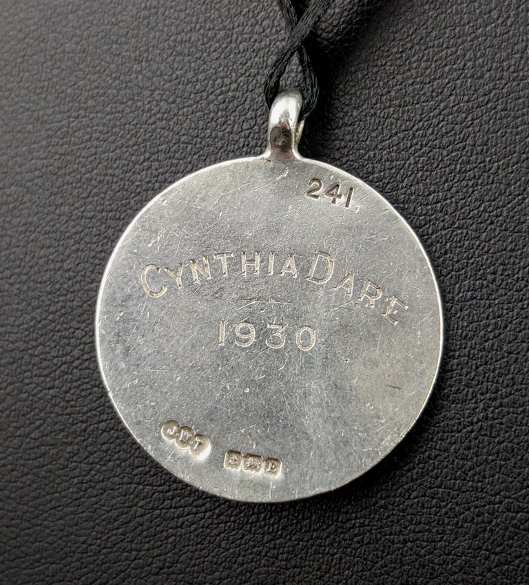 Vintage Art Deco Silver Fob Pendant, Cynthia Dare For Sale at 1stDibs