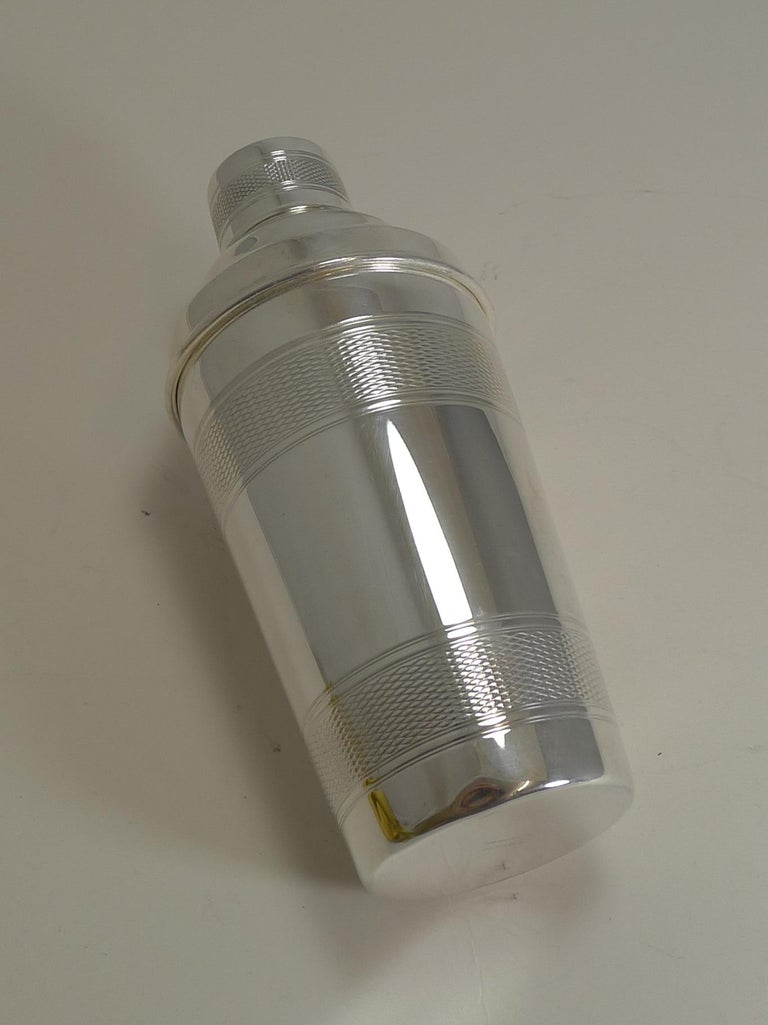 Vintage Art Deco Silver Plated Cocktail Shaker, Engine Turned ...